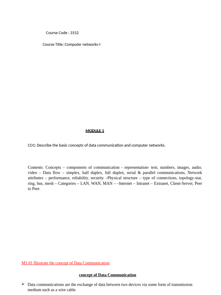 CN MODULE 1 | PDF | Computer Network | Network Topology