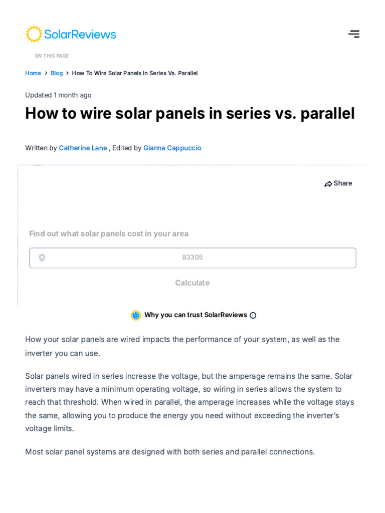 How To Wire Solar Panels in Series vs. Parallel | PDF | Photovoltaic ...