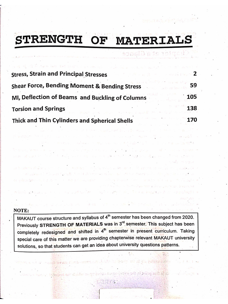 Strength of Materials (Organizer 4th Semester) | PDF