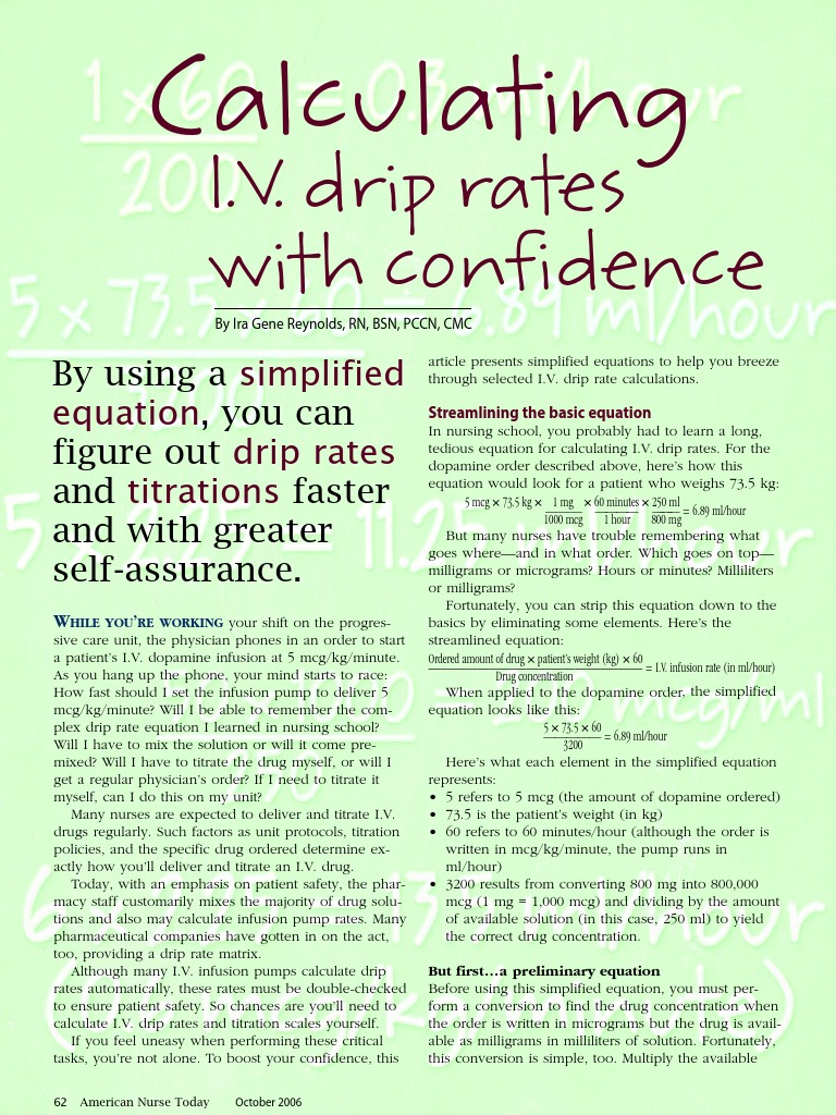 Calculationg IV Drip Rates With Confidence | Intravenous Therapy | Kilogram