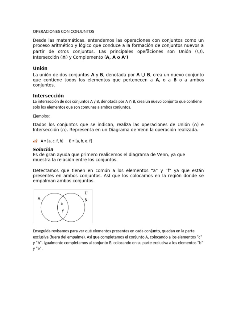Operaciones Básicas con Conjuntos | PDF | Lógica matemática | Matemáticas