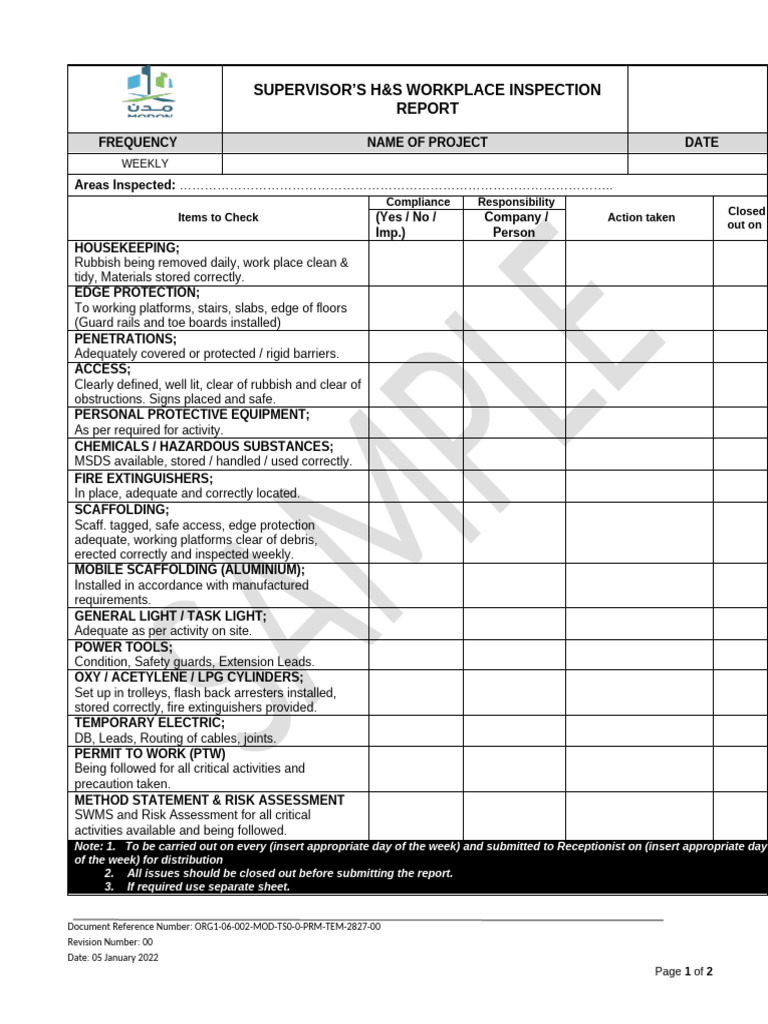 14 - Report - Supervisors OHS Workplace Inspec - OHS MOD R 20 | PDF ...