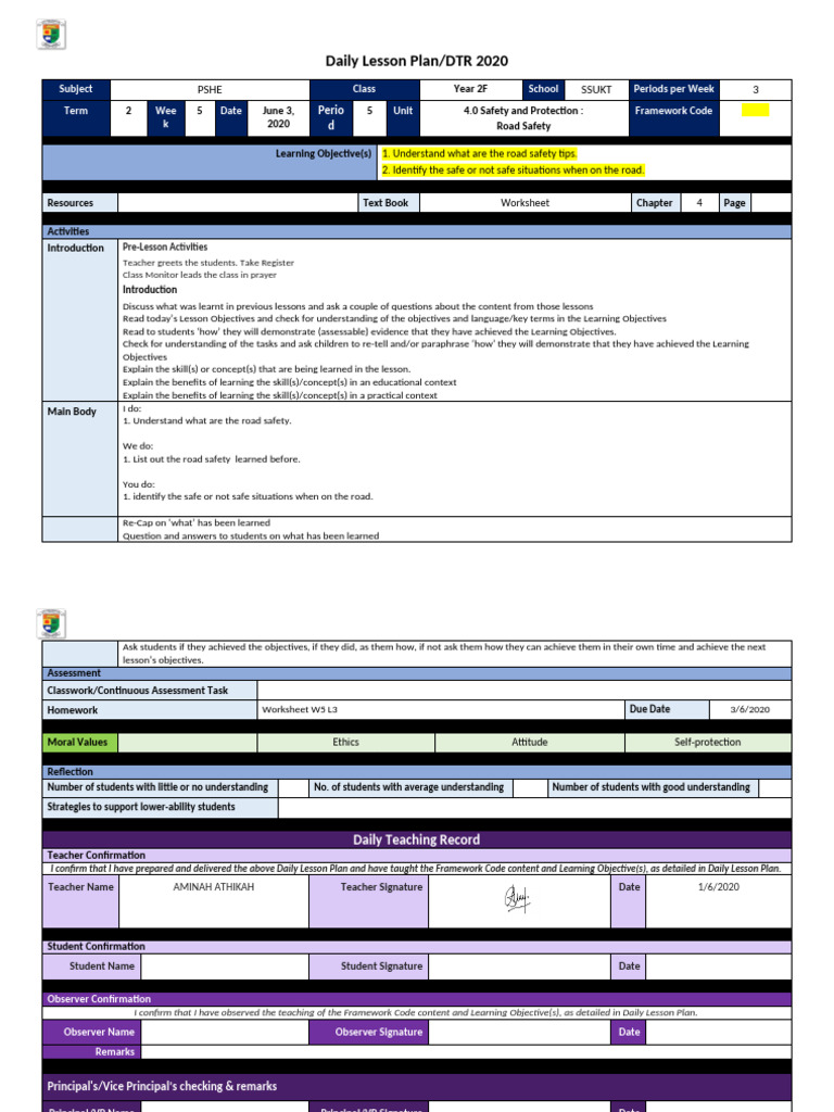 DLP & DTR w5 l3 Pshe Year 2f | PDF | Lesson Plan | Teachers