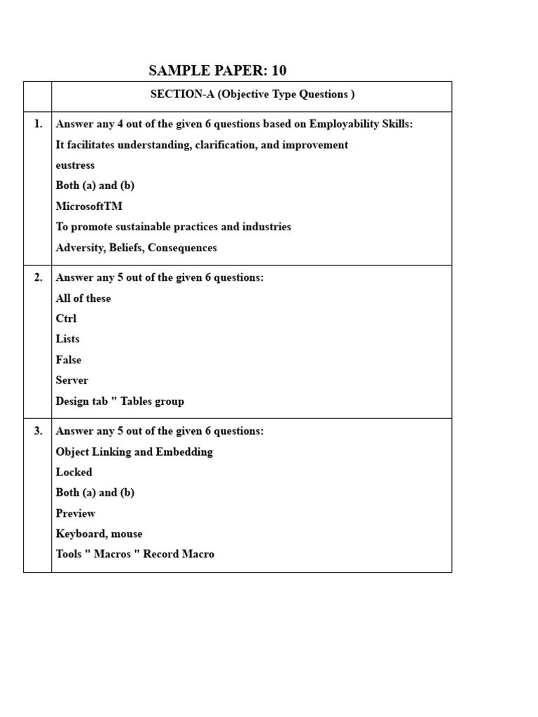 G10 ICT PREBOARD Answerkey | PDF | Worksheet | Databases