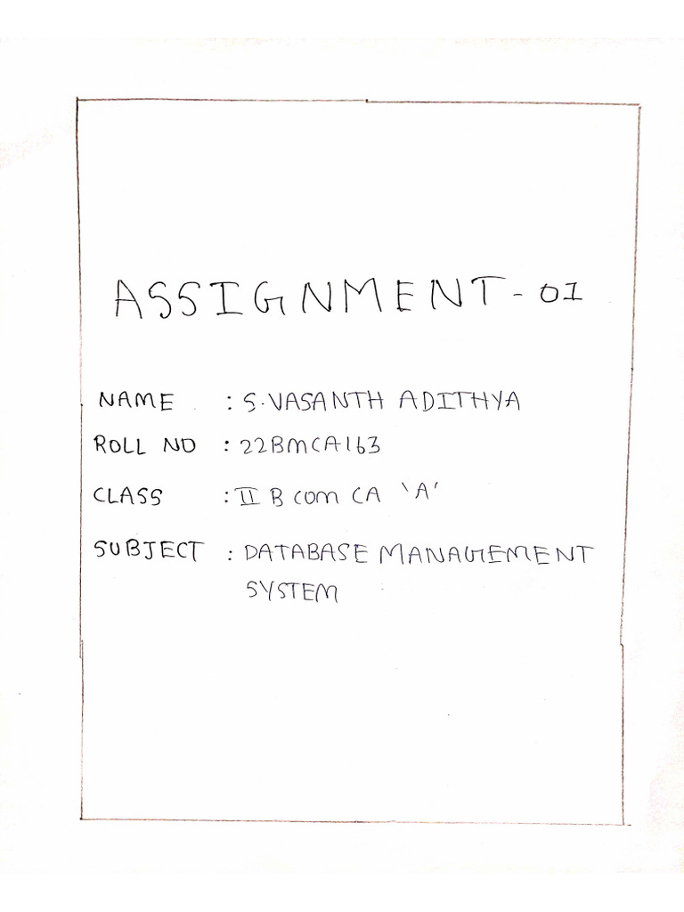 Dbms Assignment 01 | PDF