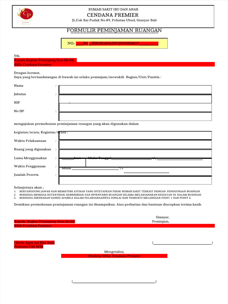 formulir peminjaman ruangan | PDF