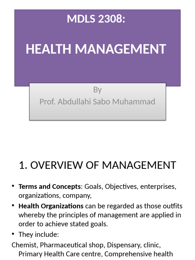 Health Management Overview and Planning | PDF | Planning | Employment