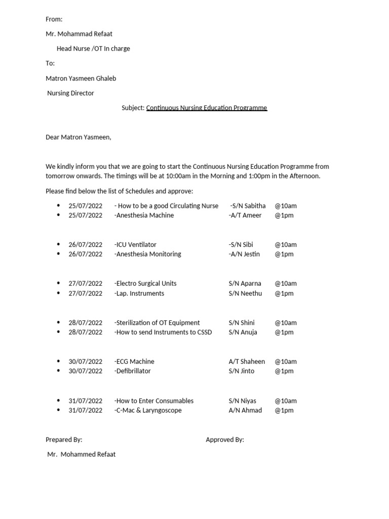 Continous Nursing Ed. Program-July 2022-Template | PDF
