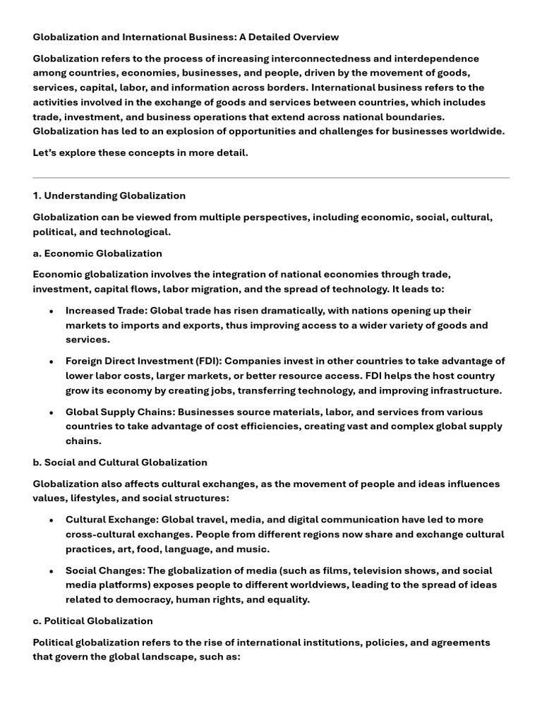 Globalization And International Business In Detail Pdf
