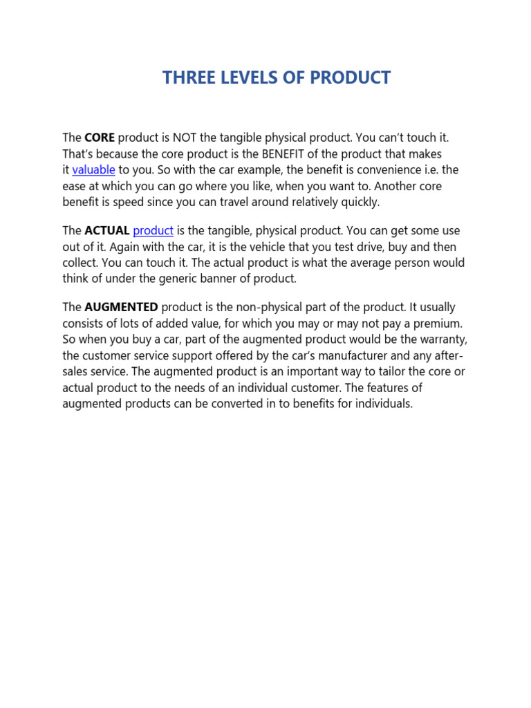 Three Levels of Product | PDF
