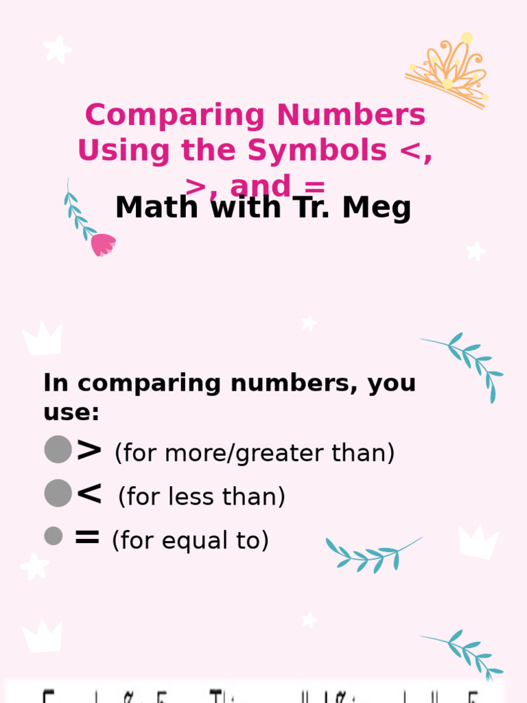 Comparing Numbers Using The Symbols | PDF