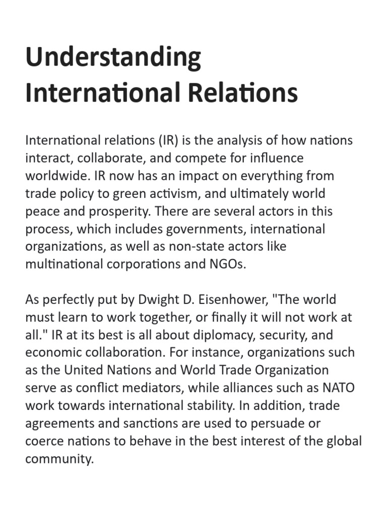 Understanding International Relations - Notesnook | PDF