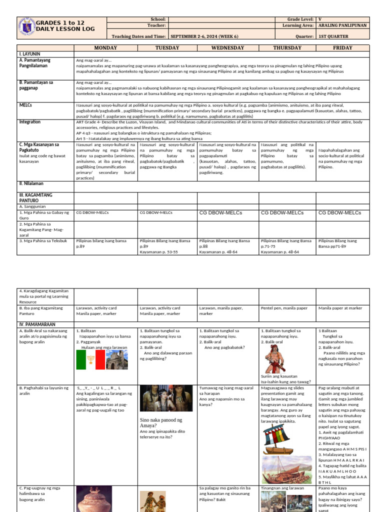 ARALING PANLIPUNAN 5_Q1_W6 DLL_UP | PDF