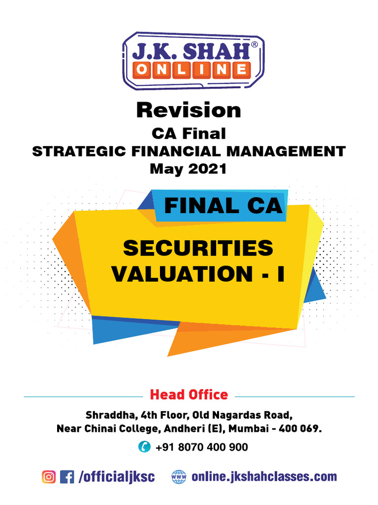 CA Final: Securities Valuation Guide | PDF | Investing | Valuation ...