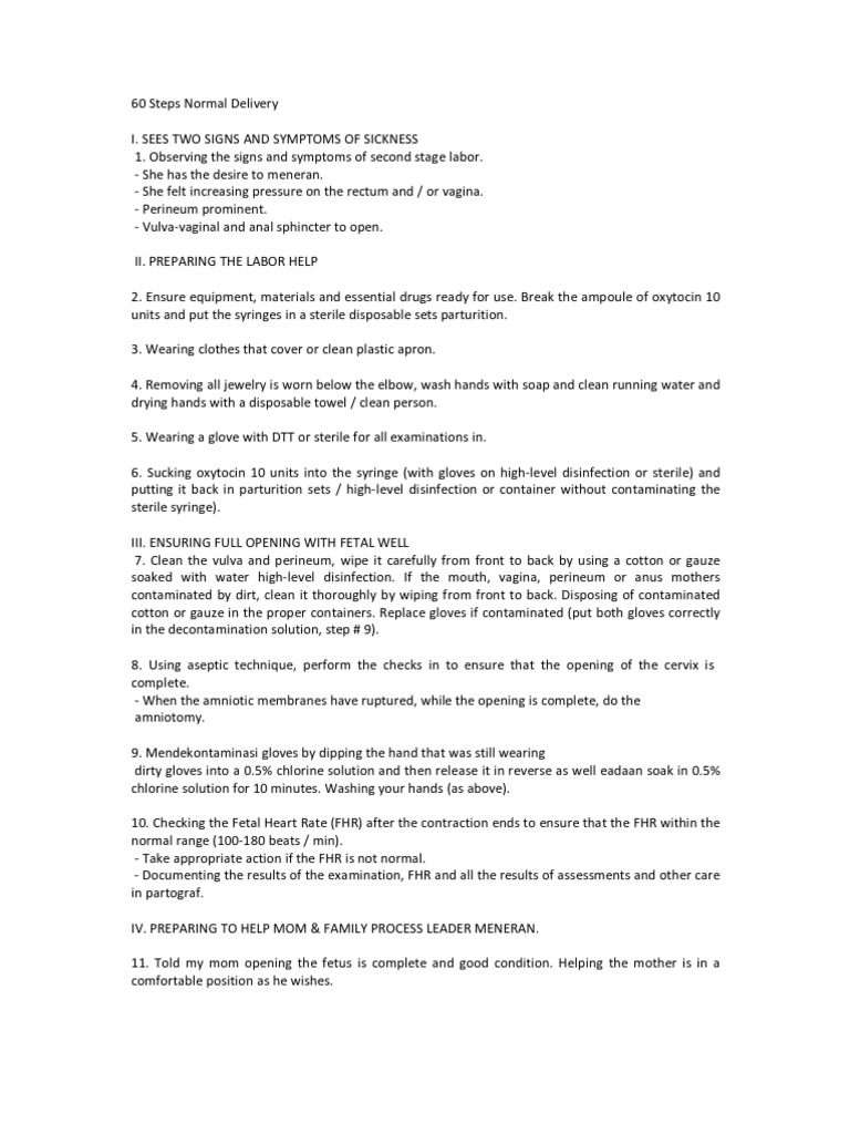 Comprehensive Guidelines for a Normal Vaginal Delivery: A Step-by-Step ...