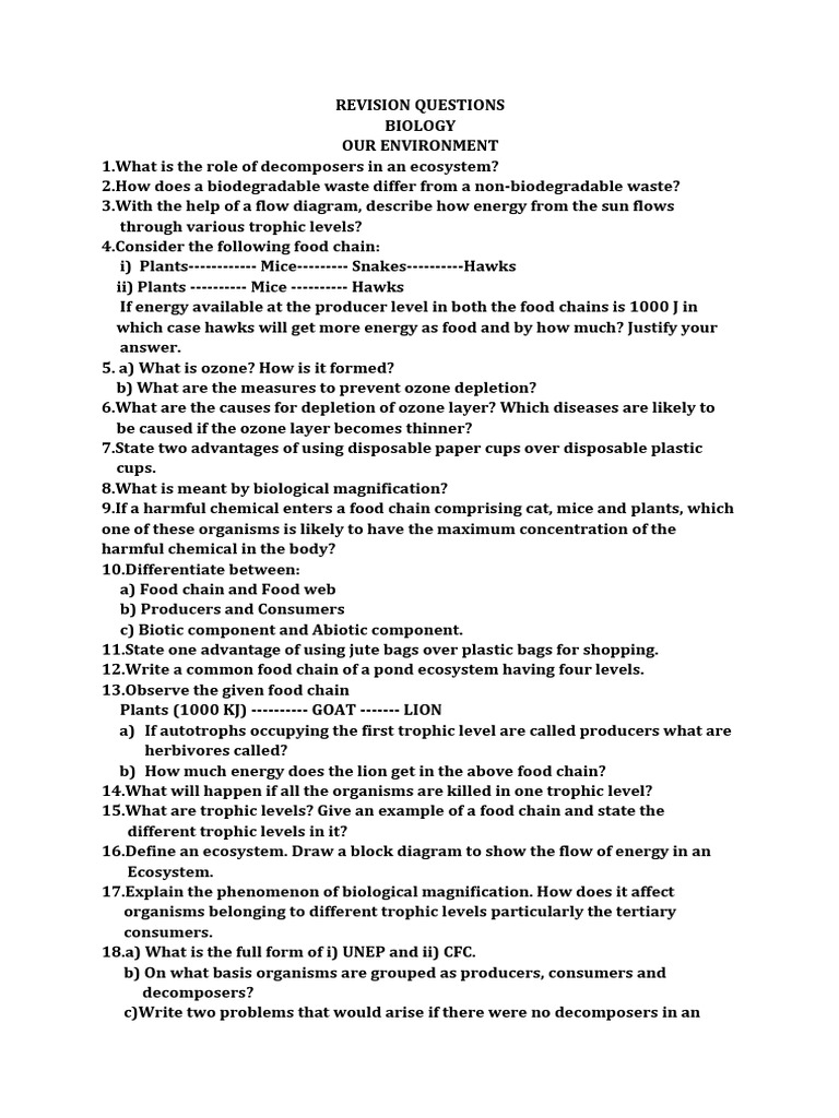 REVISION QUESTIONS Class 10 | PDF | Dominance (Genetics) | Genetics