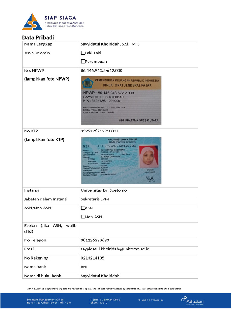 Form Data Diri Notulen | PDF
