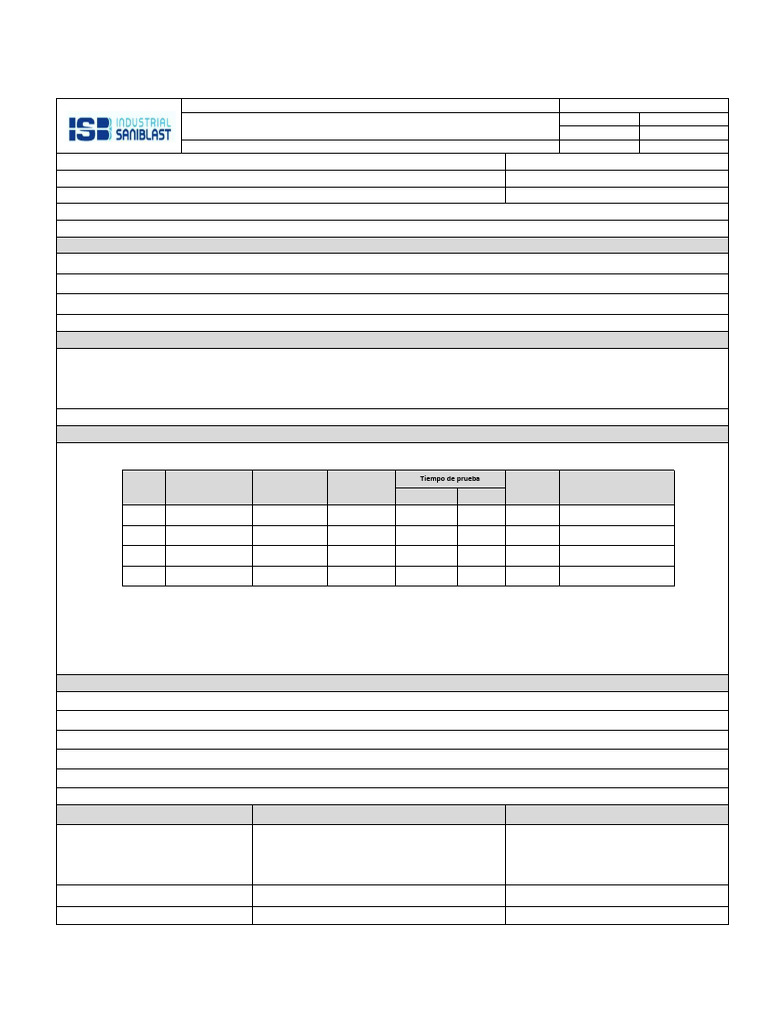 ISB for ME 001 Formato Prueba Estanqueidad | PDF