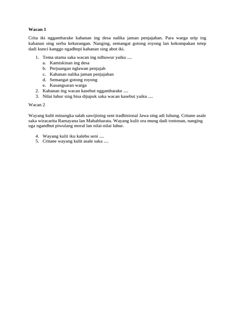 Wacan 1 | PDF