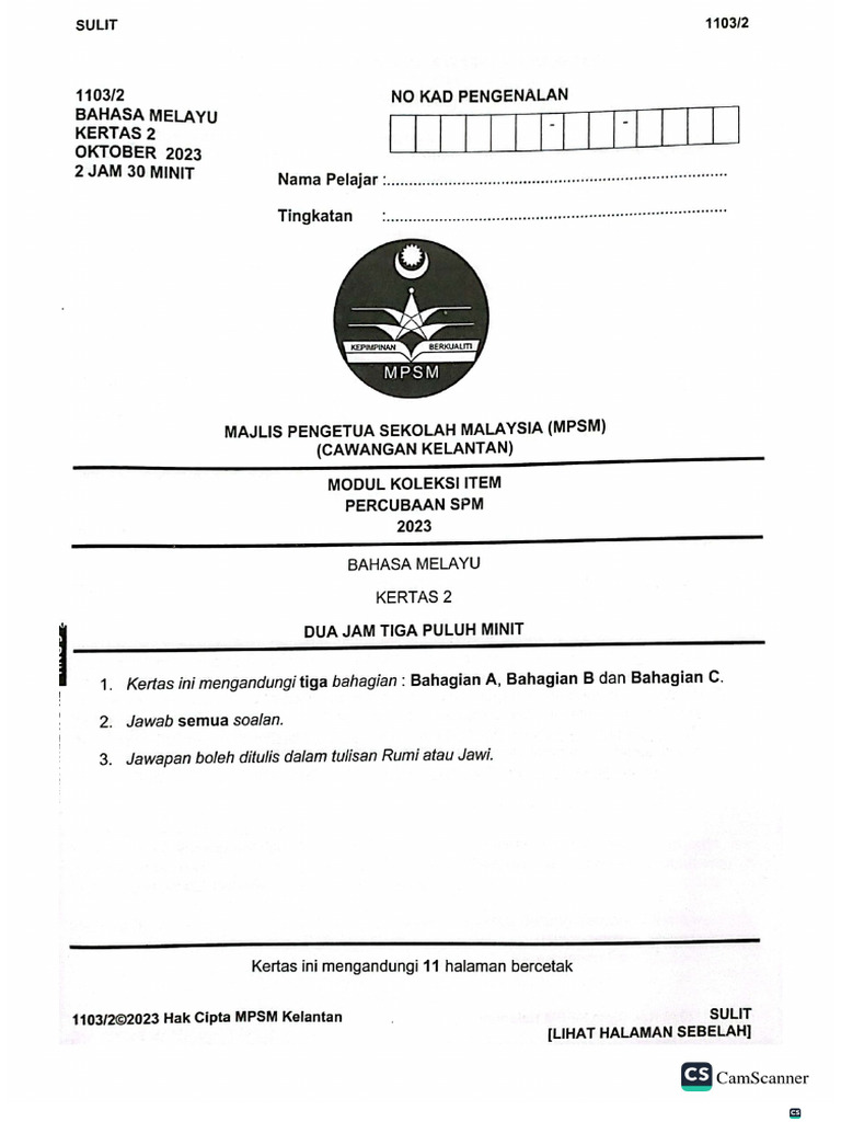 2023 MPSM Kelantan BM k2 | PDF
