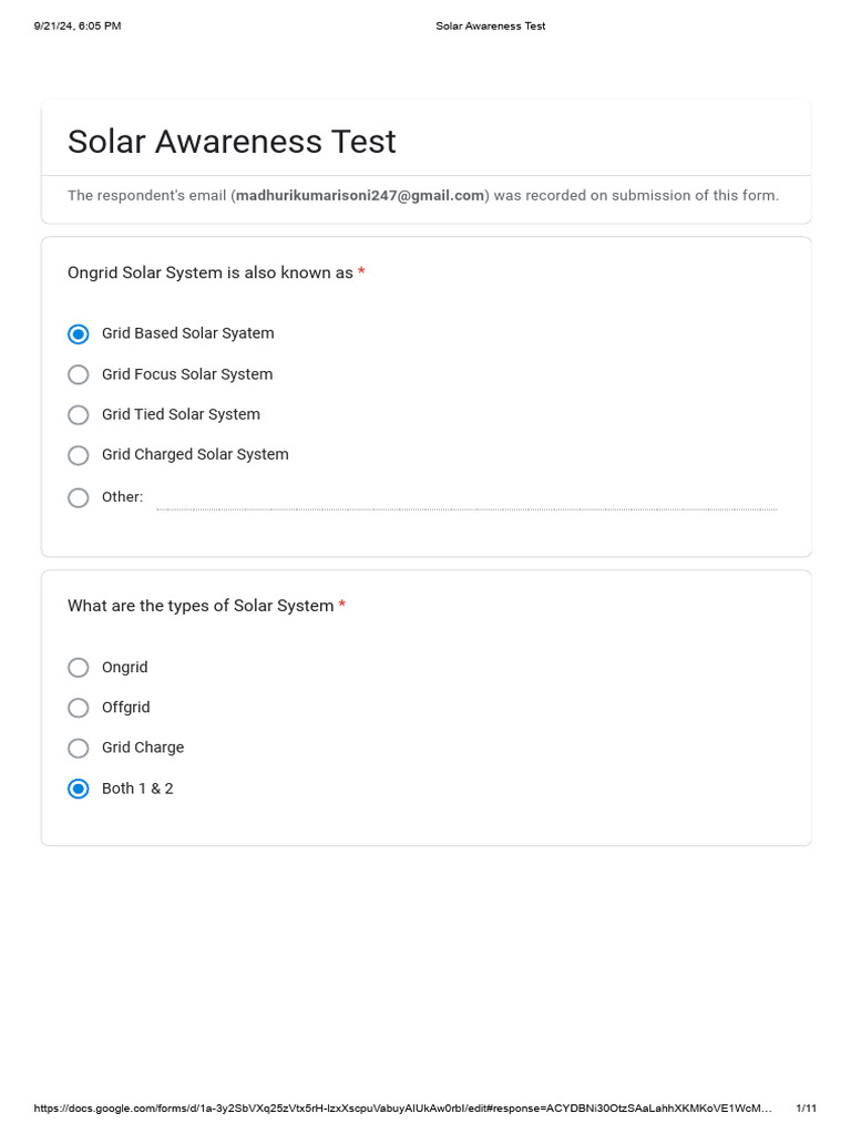 Solar Knowledge Quiz | PDF | Solar Power | Solar Panel