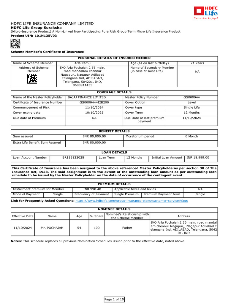 Certificate of Insurance | PDF | Insurance | Life Insurance