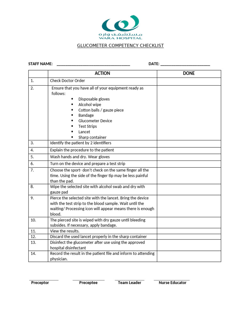 Glucometer Competency | PDF