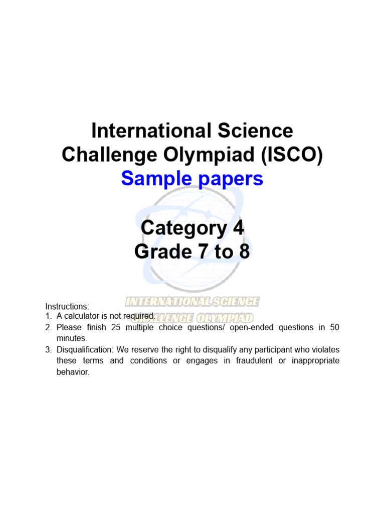 ISCO Sample Papers for Grades 7-8 | PDF | Mirror | Sound