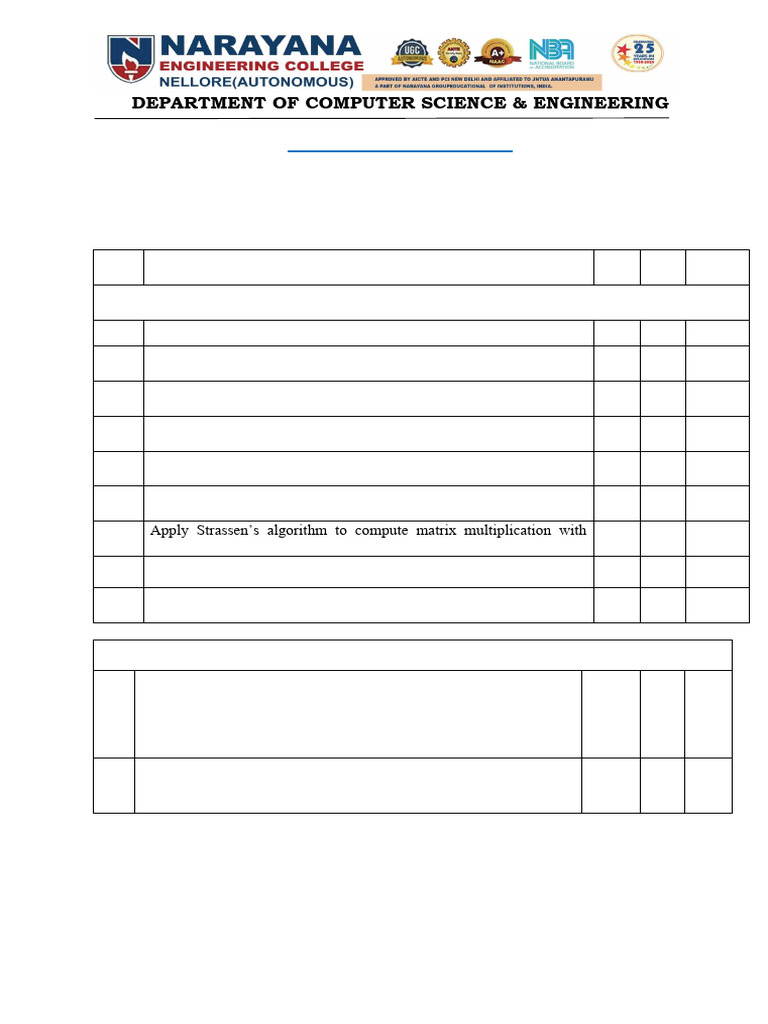 Design and Analysis of Algorithms (21CS2009) - Model Question Bank ...