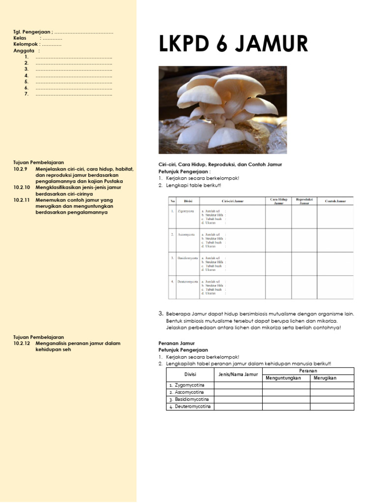 LKPD 6 Jamur | PDF