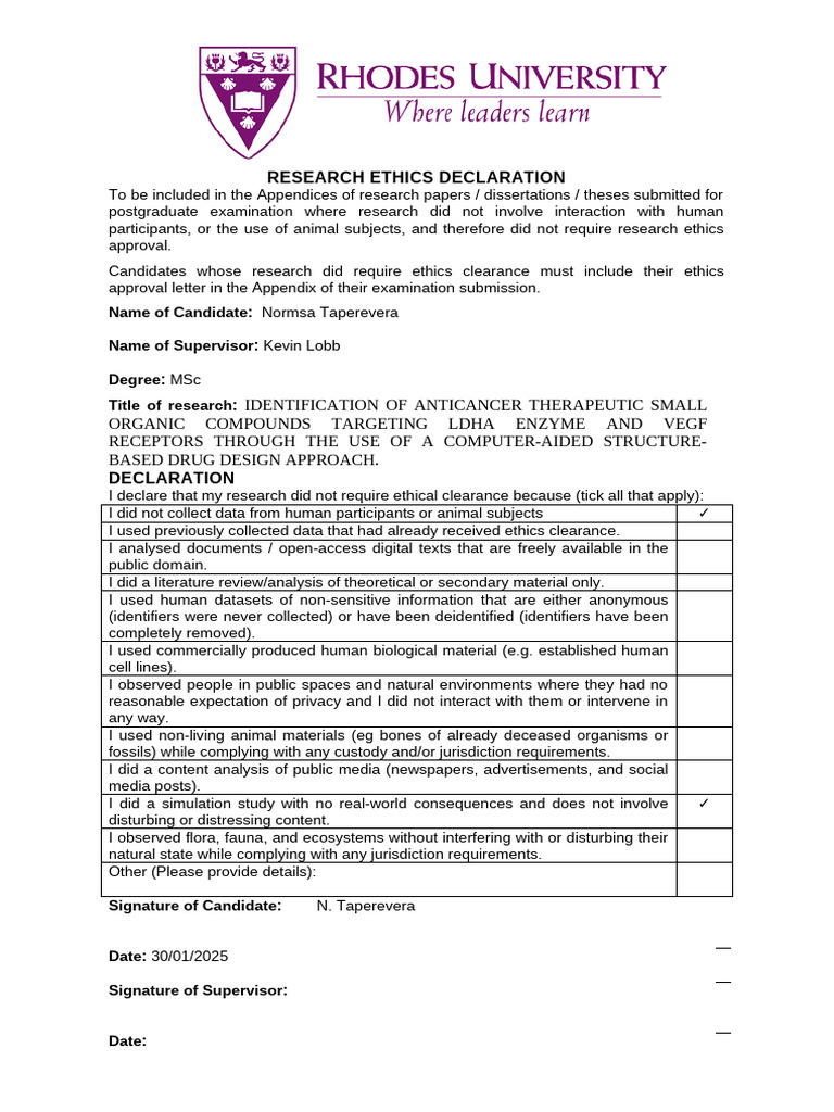 Research Ethics Declaration | PDF