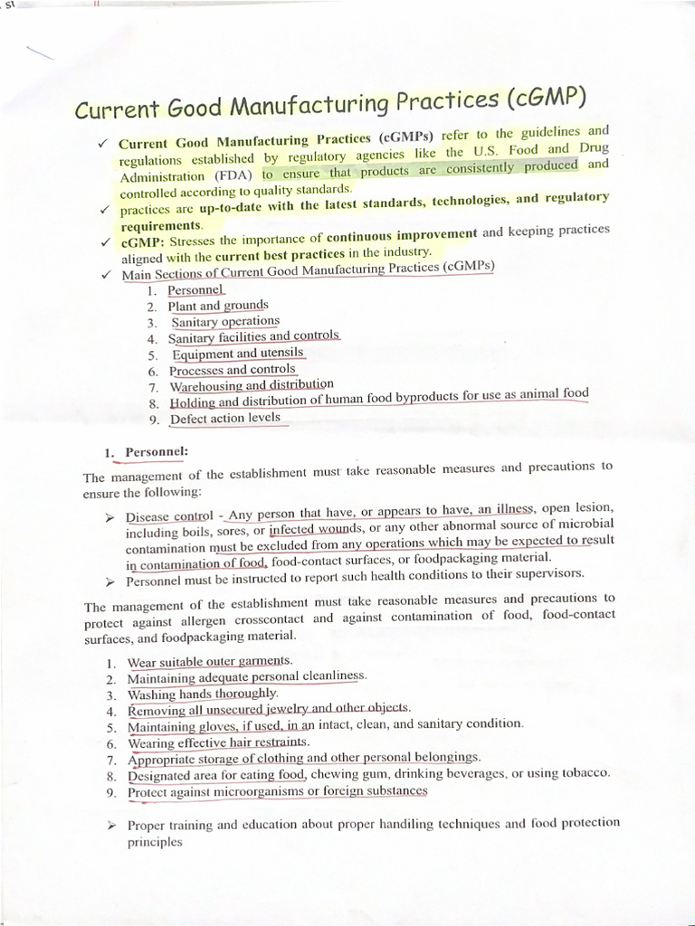 Current Good Manufacturing Practices (cGMP) | PDF