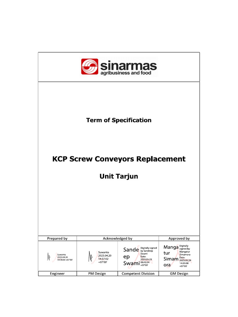 Screw Conveyor Replacement Guide | PDF