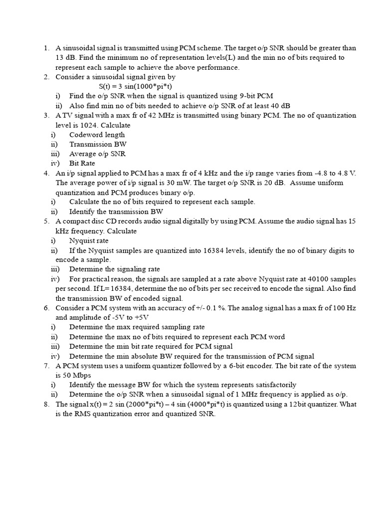 PCM System Analysis and Calculations | PDF
