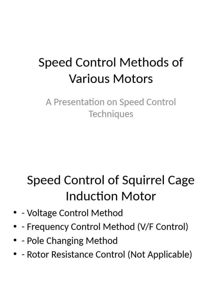 Speed Control Methods Motors (1) | PDF