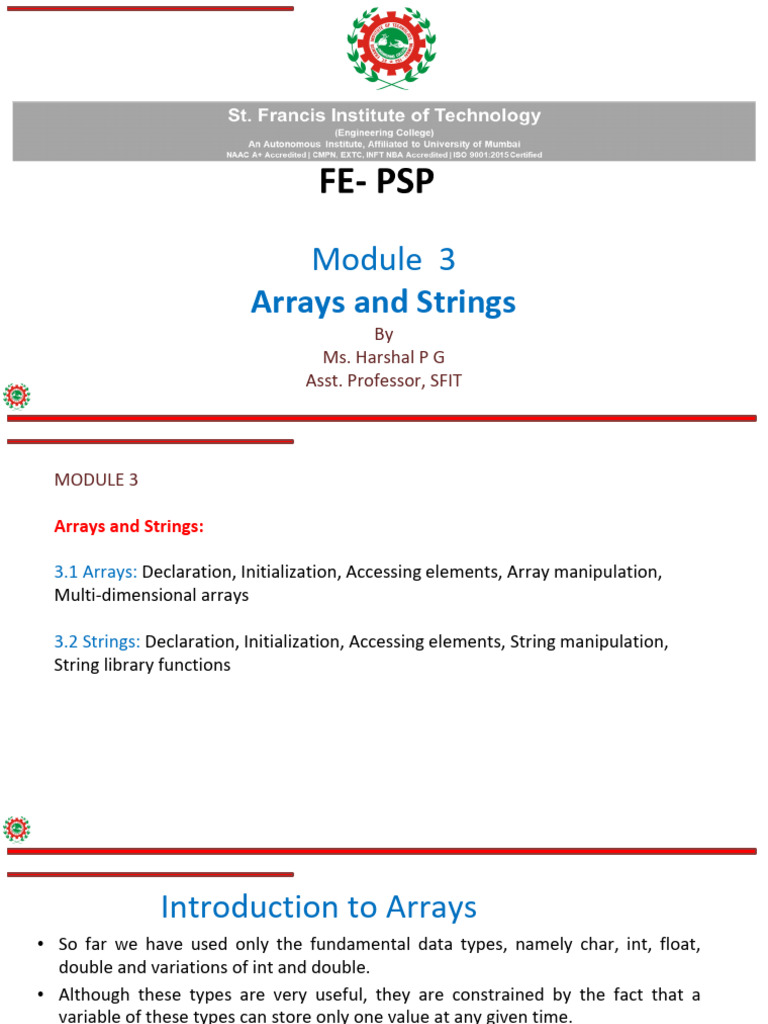 Array Strings In Programiing Pdf String Computer Science Data Type 8114