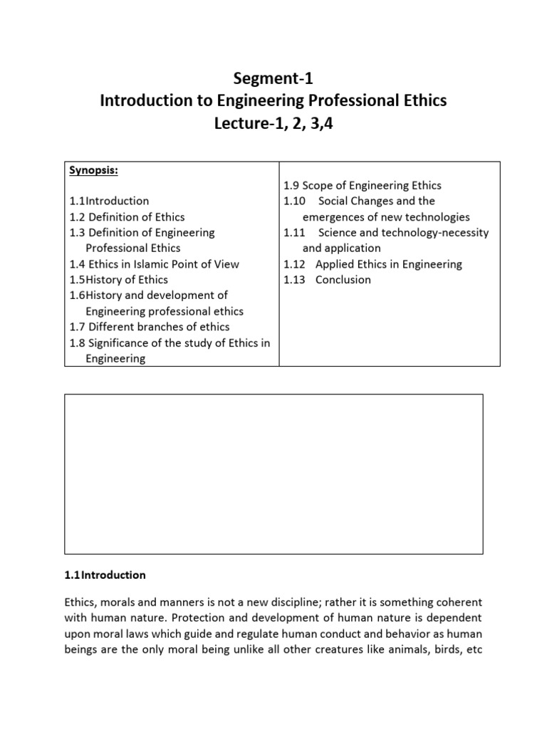 Segment-1, Introduction To Engineering Professional Ethics | PDF | Morality