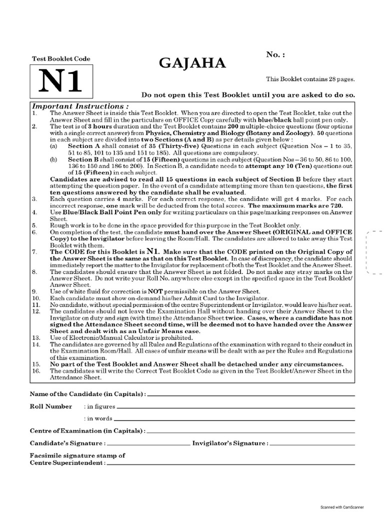 NEET Sample Paper 2025 N1 | PDF