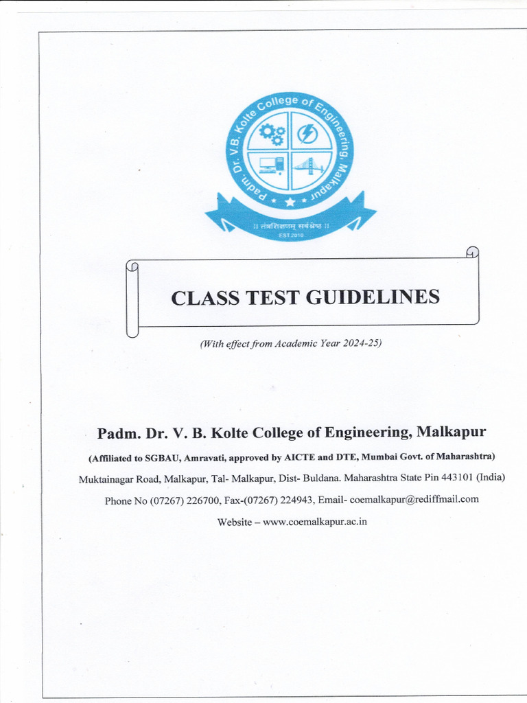 Class Test Guidelines | PDF