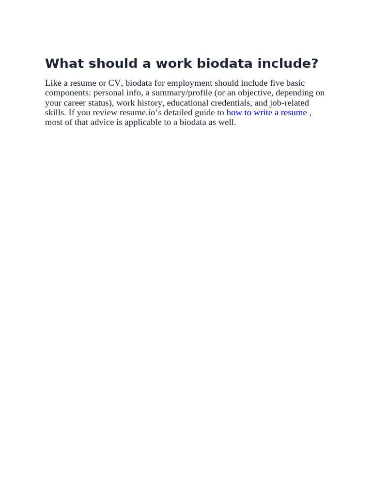 Essential Components of Work Biodata | PDF