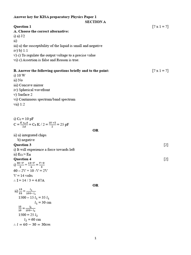 KISA ISC - Physics AK - 2025 | PDF | Electricity | Electromagnetic Radiation