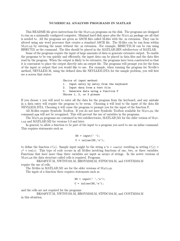 MATLAB Numerical Analysis Guide | PDF | Eigenvalues And Eigenvectors | Interpolation