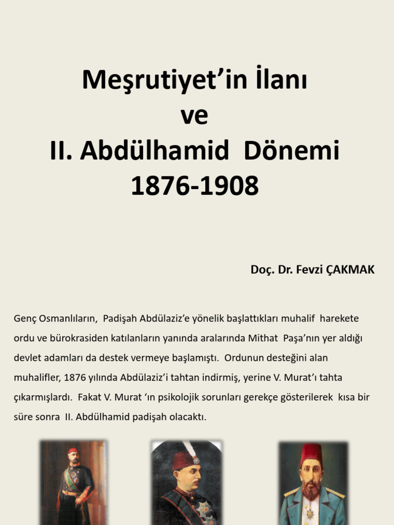 Osmanlı Devletinde Meşruti Dönem (1876-1918) | PDF