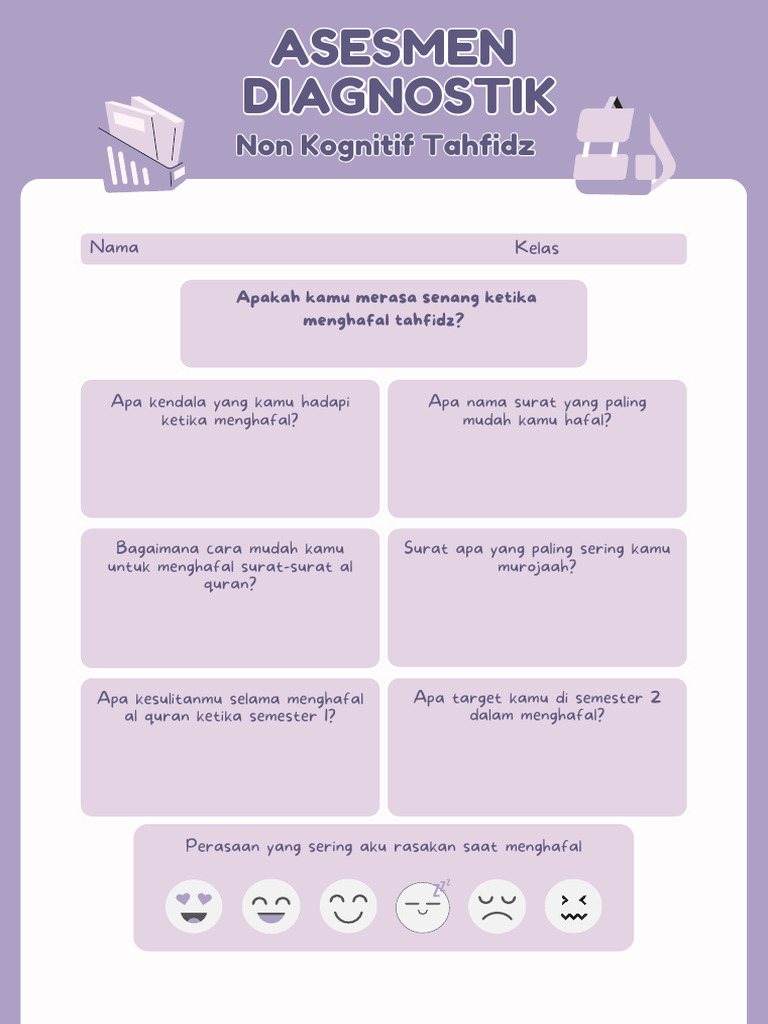 Asesmen Diagnostik Non Kognitif Lembar Kerja Ungu Ilustratif PDF | PDF