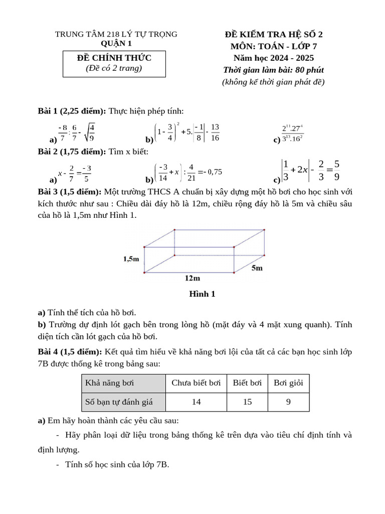 Toan7-TanBinh - QTB-de-matran HK1 | PDF