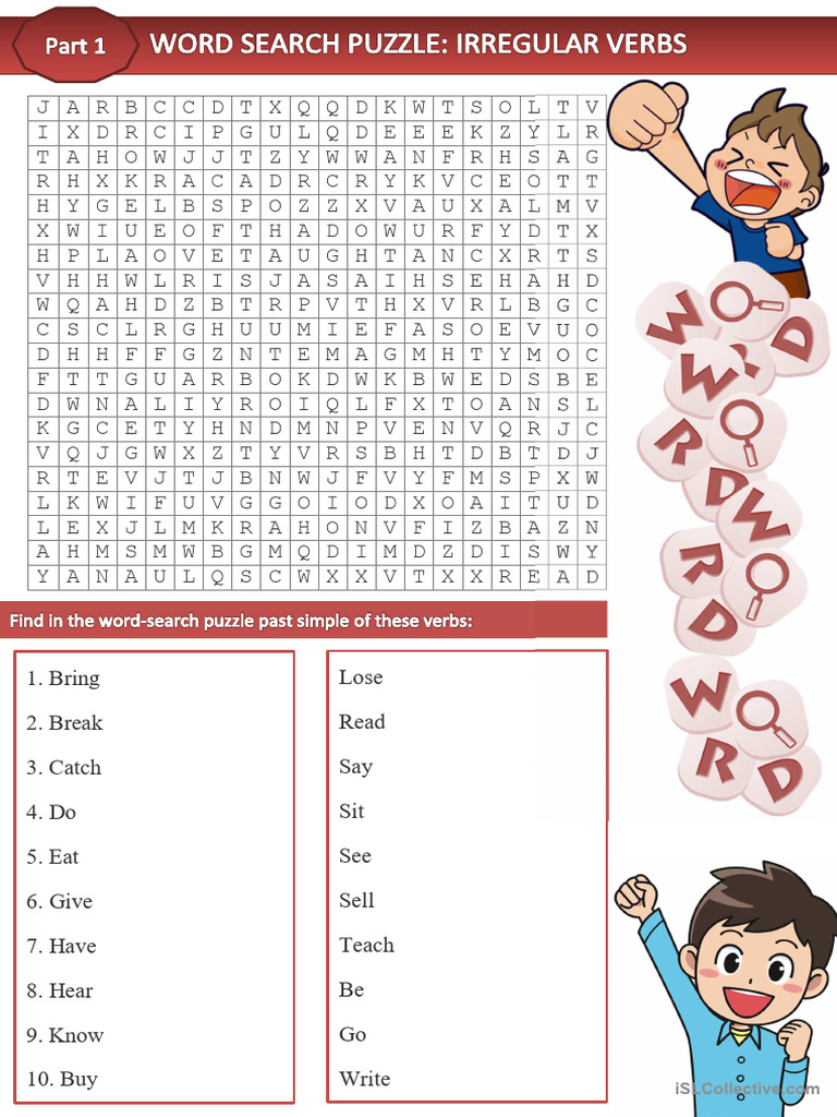 Wordsearch Puzzle - Irregular Verbs - Past Tense | PDF | Semantic Units ...