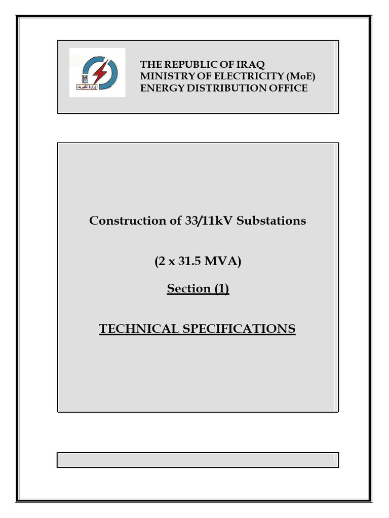 AIS-S1 Technical Specification of (33-11kV Substation Construction) - 2018 | PDF | Concrete ...