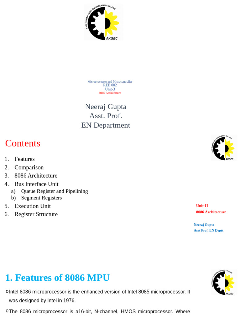 KEE 602 UNIT 2 Lecture 1 | PDF | Pointer (Computer Programming) | Microprocessor