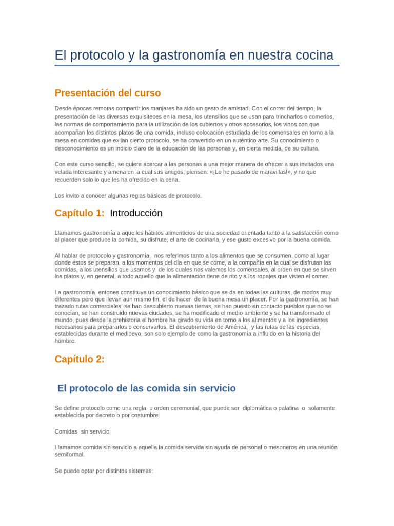 Protocolo y Gastronomía en Comidas | PDF | Cuchillería | Almuerzo