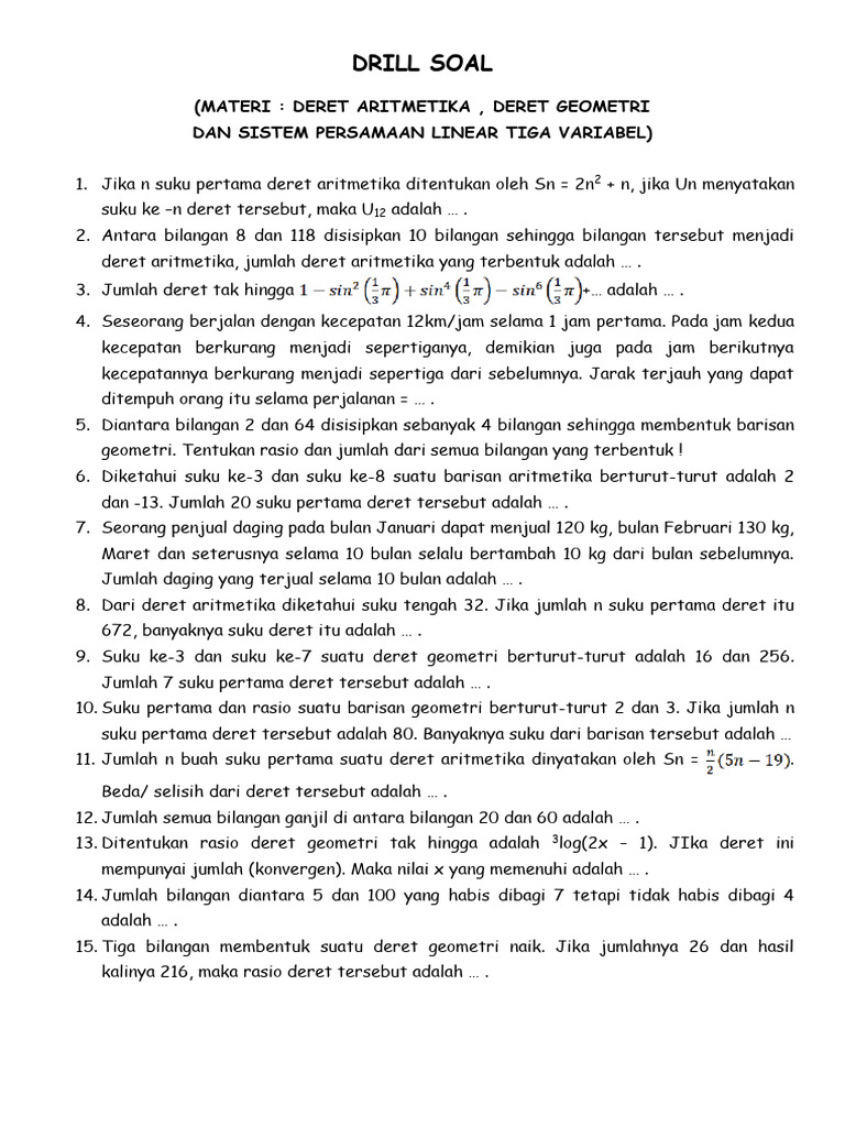 Drill Soal Kelas X | PDF